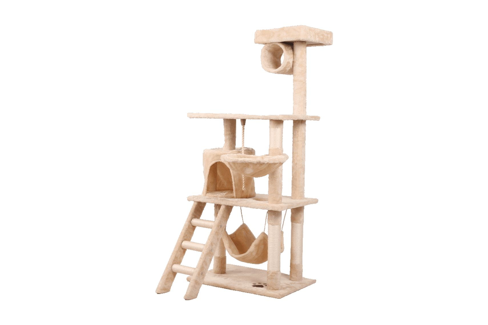 Multi-Level Cat Condo with Sisal Scratch Posts & Fluffy Hammocks – 3 ...