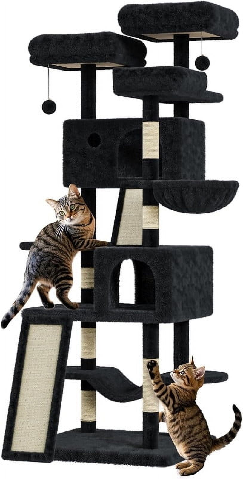 Multi-Level Cat Tree Large 66 Inch Cat Tower for Indoor Cats Double ...