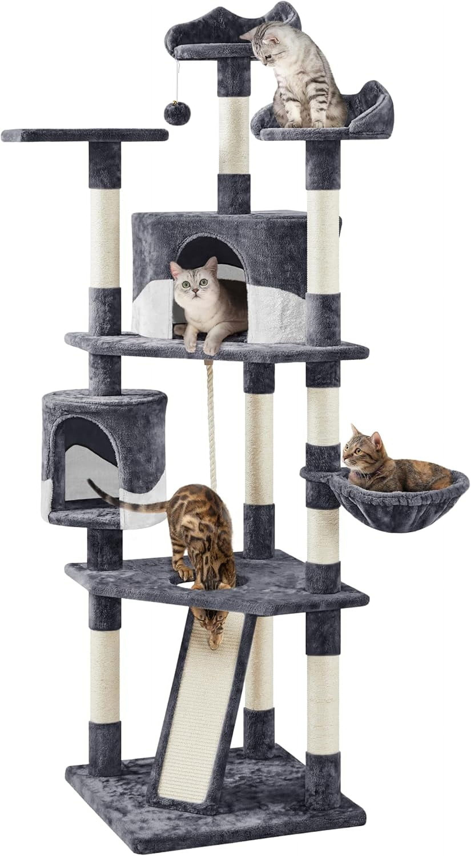 Multi-Level Cat Trees Indoor Cat Tower with Sisal-Covered Scratching ...