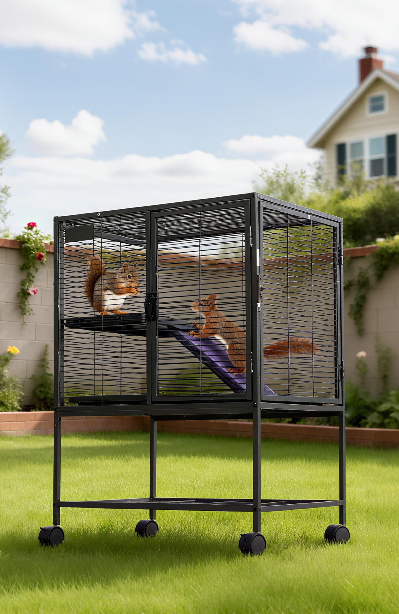 Multi-Level Metal Small Animal Cage with Storage Stand – Removable Tray ...