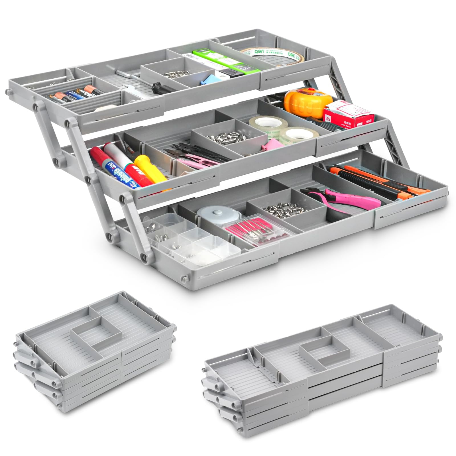 Multi Level Smart Drawer Organizer, 3 Tier Drawer Organizers for Desk ...