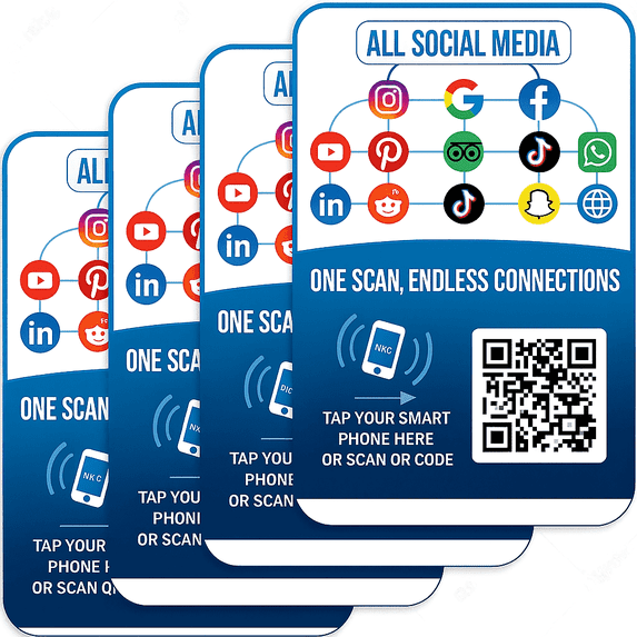 Multi Link Hub QR Code NFC Tag Networking Business Reviews 4 Pack ...