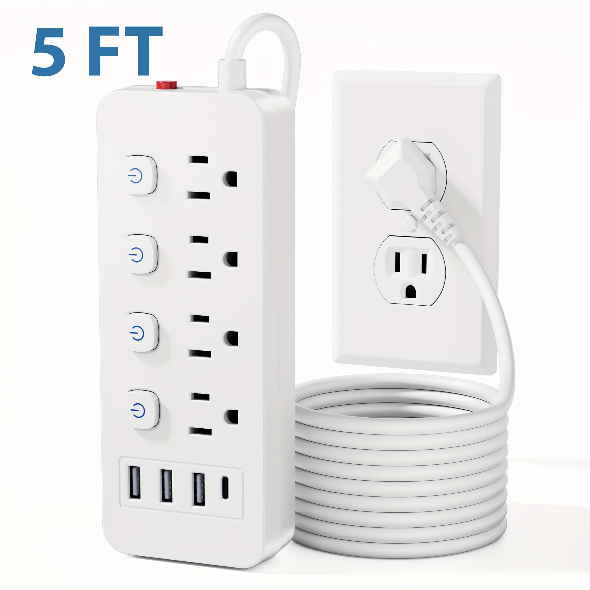 Multi-Outlet Power Strip with Surge Protection, 4 AC Outlets & USB ...