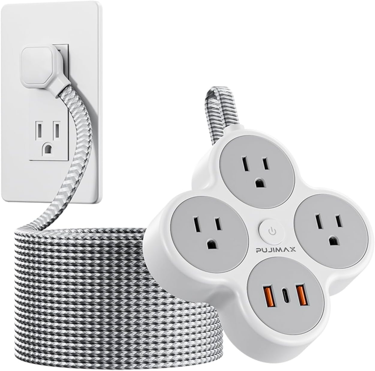 Multi Outlet Power Strip-Wall Plug Power Outlets,5ft Power Strip with 3 ...