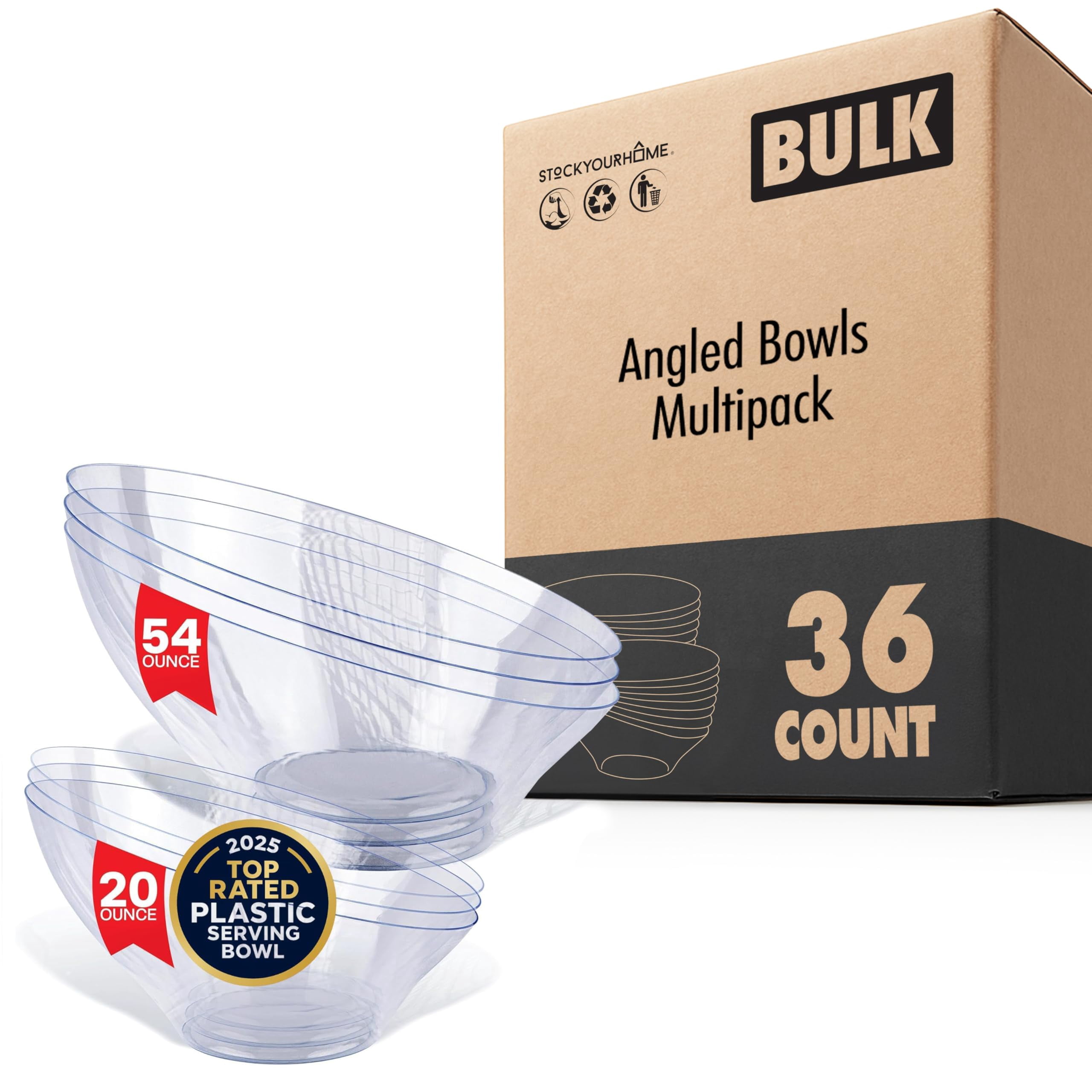 Multi-Pack Clear Plastic Serving Bowls (36 Pack) 3 x 54oz Large ...