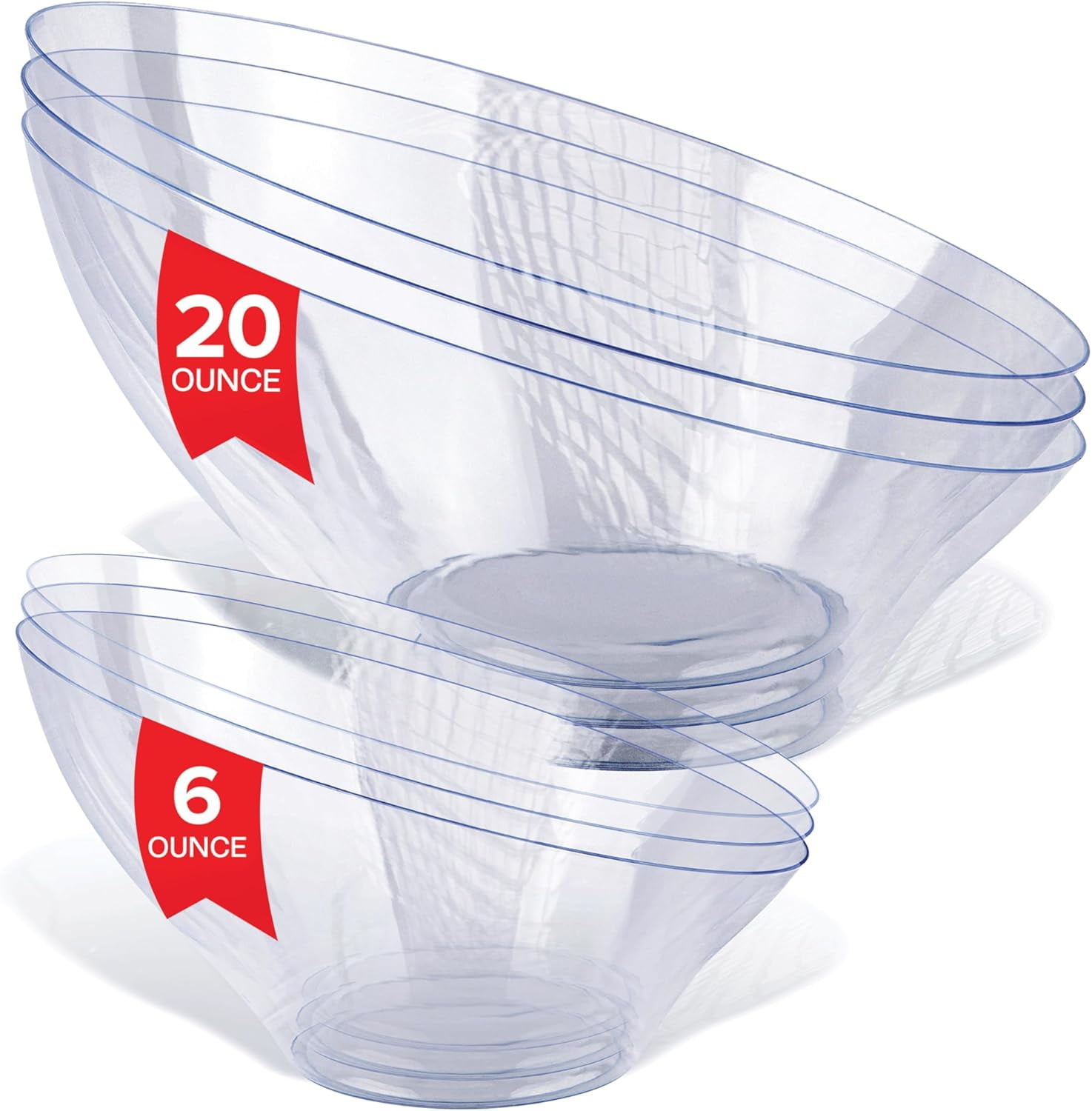 Multi-Pack Clear Plastic Serving Bowls (8 Pack) 4 x 6oz Small ...