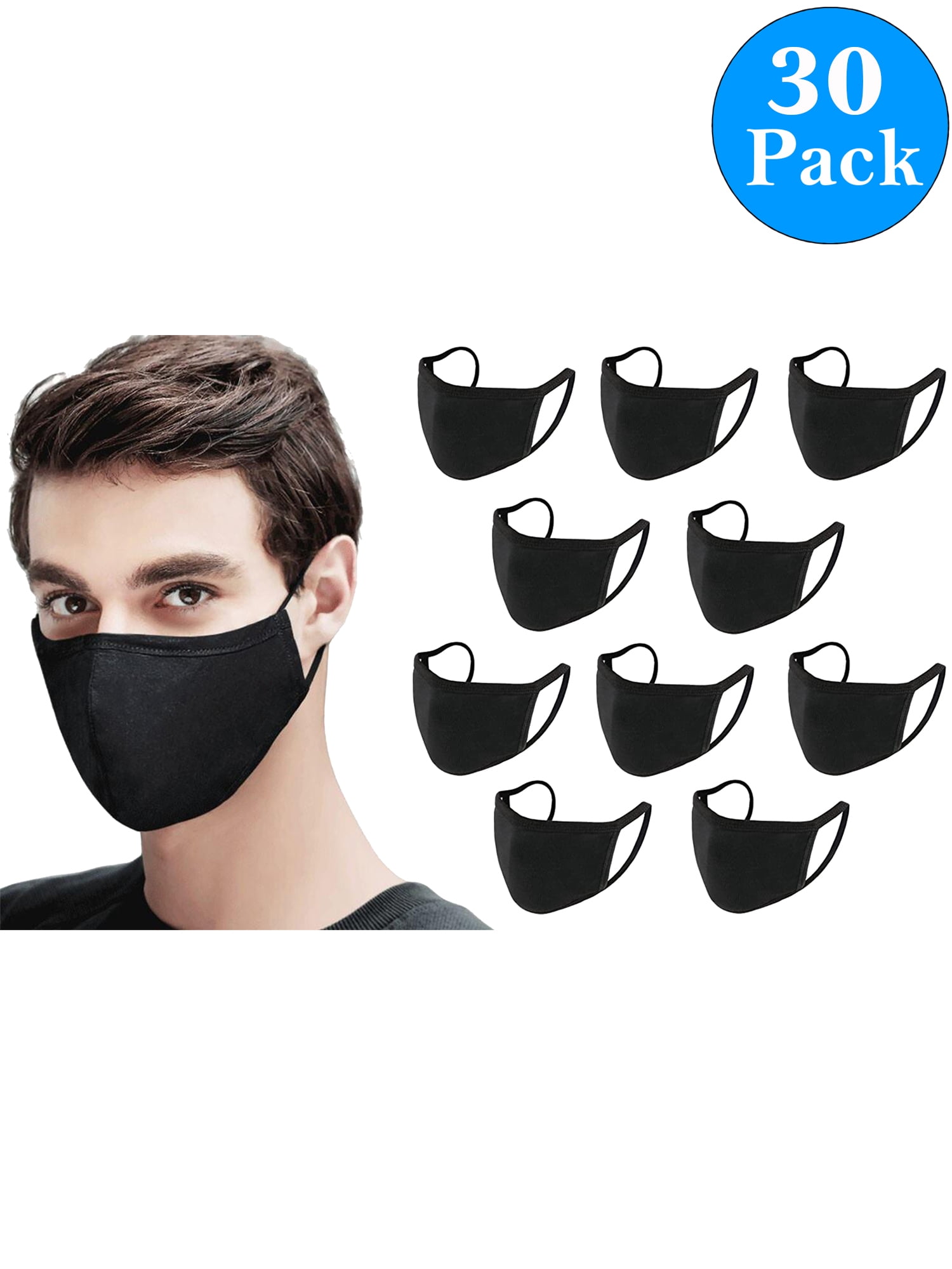Multi-Pack Reusable Washable Earloop Cotton Fabric 2-Ply Mask - Walmart.com