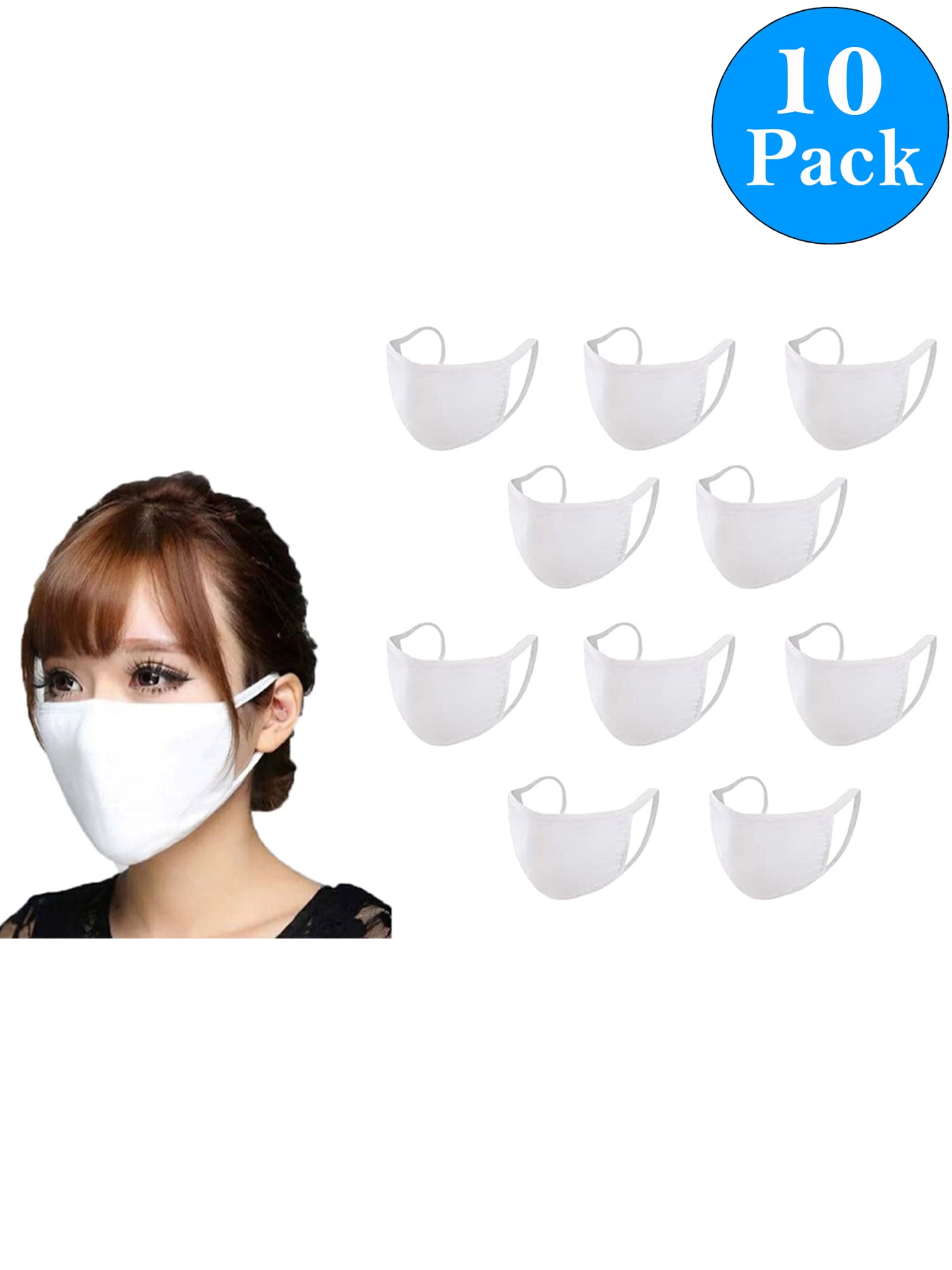 Multi-Pack Reusable Washable Earloop Cotton Fabric 2-Ply Mask - Walmart.com