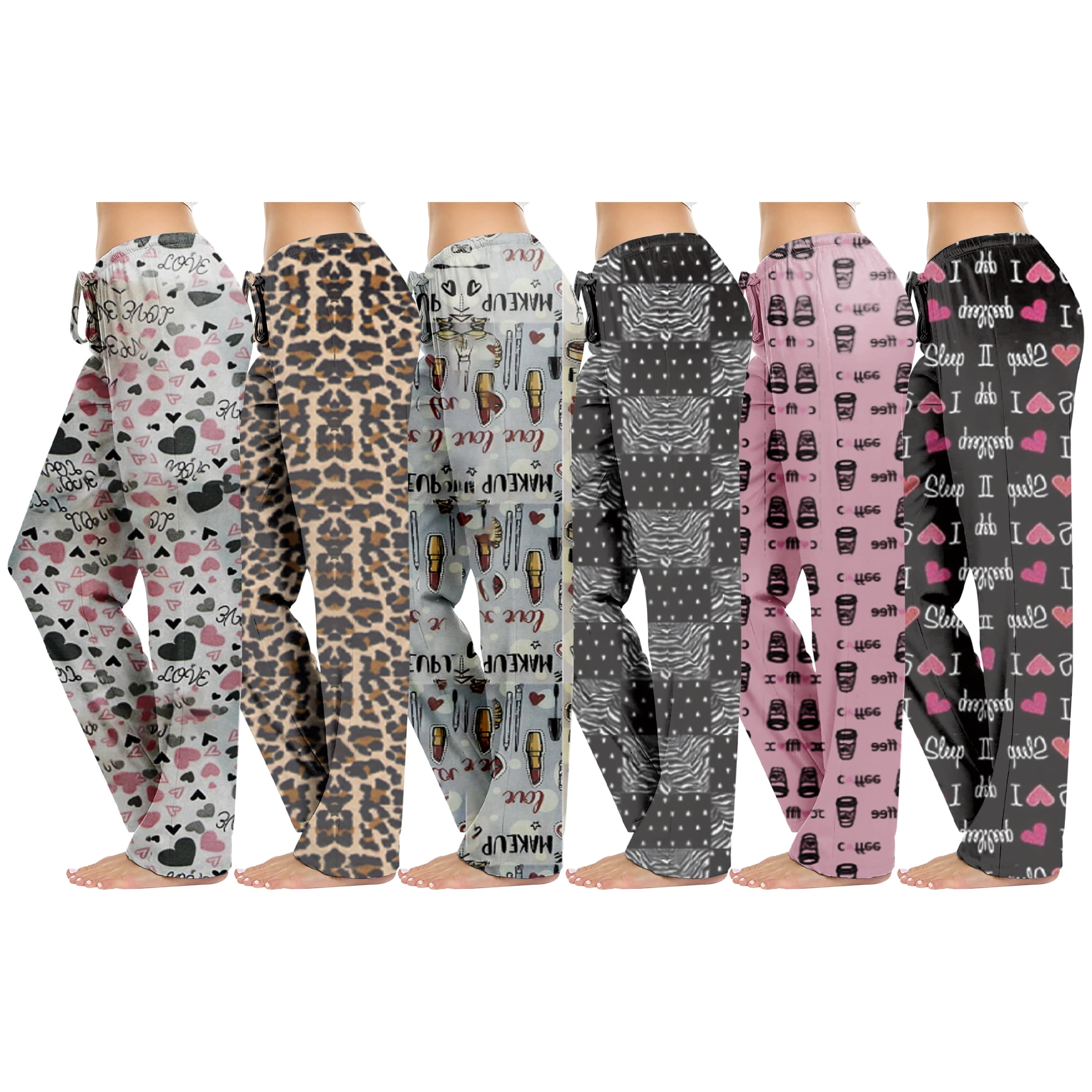 Multi-Pack Women's Casual Fun Printed Lightweight Lounge Terry Knit ...