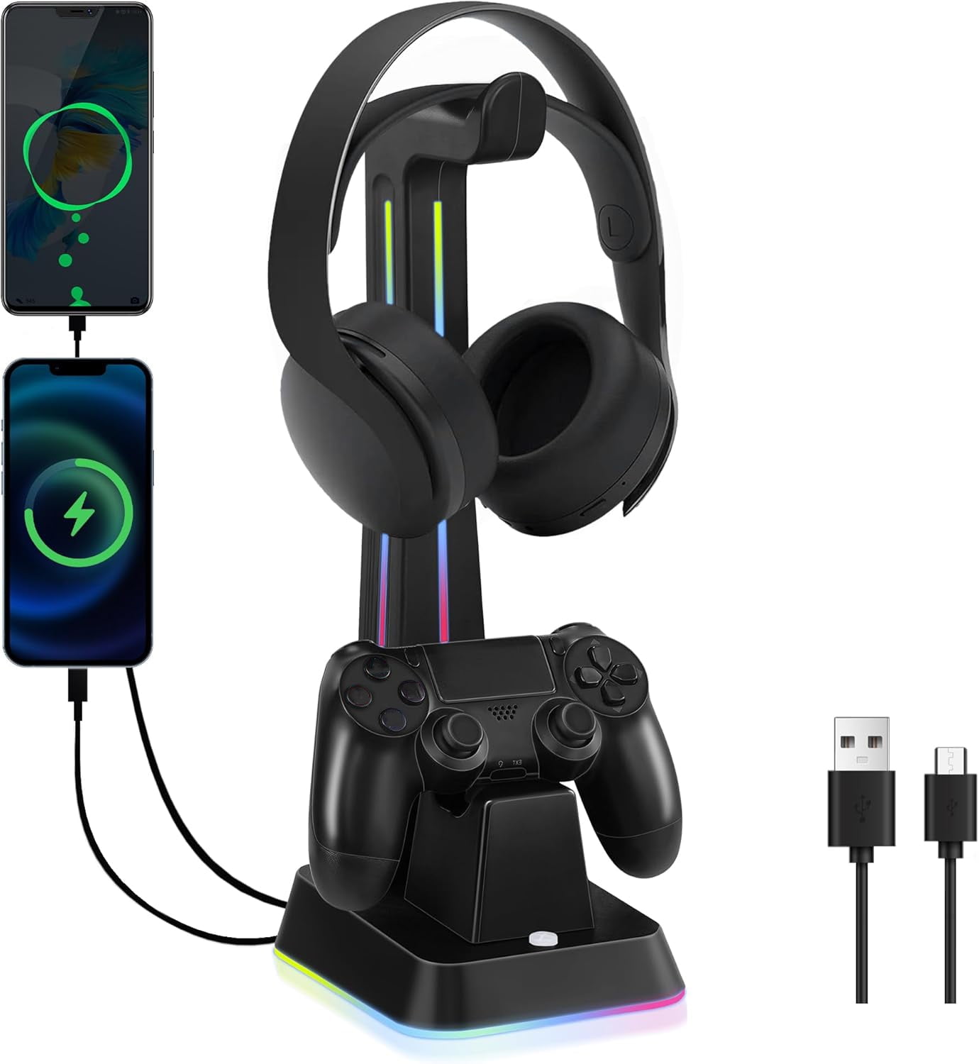 Multi-Platform Gaming Controller Charging Dock with LED Lighting Modes ...