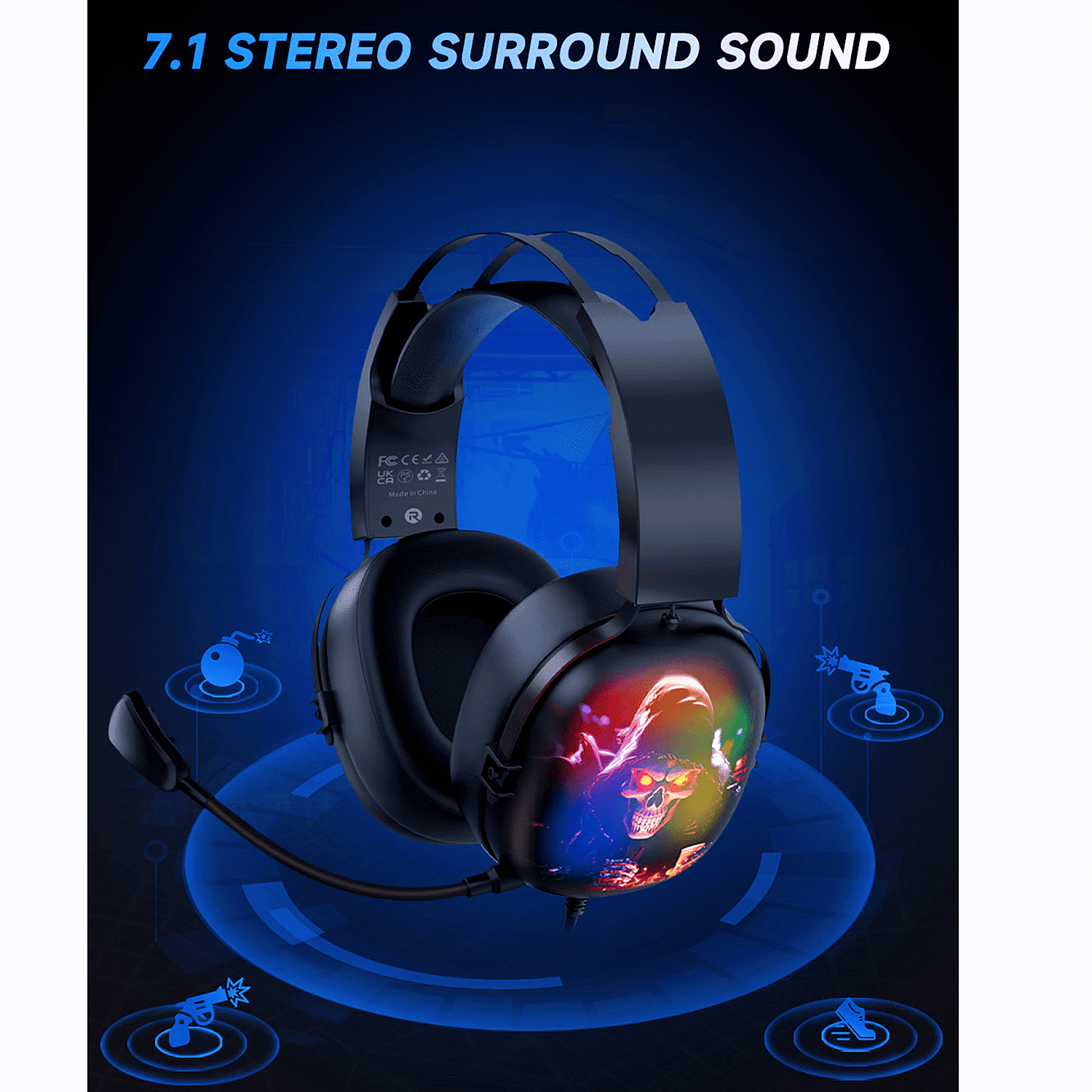 Multi-Platform USB Gaming Headphones with Surround Sound & RGB Lighting ...