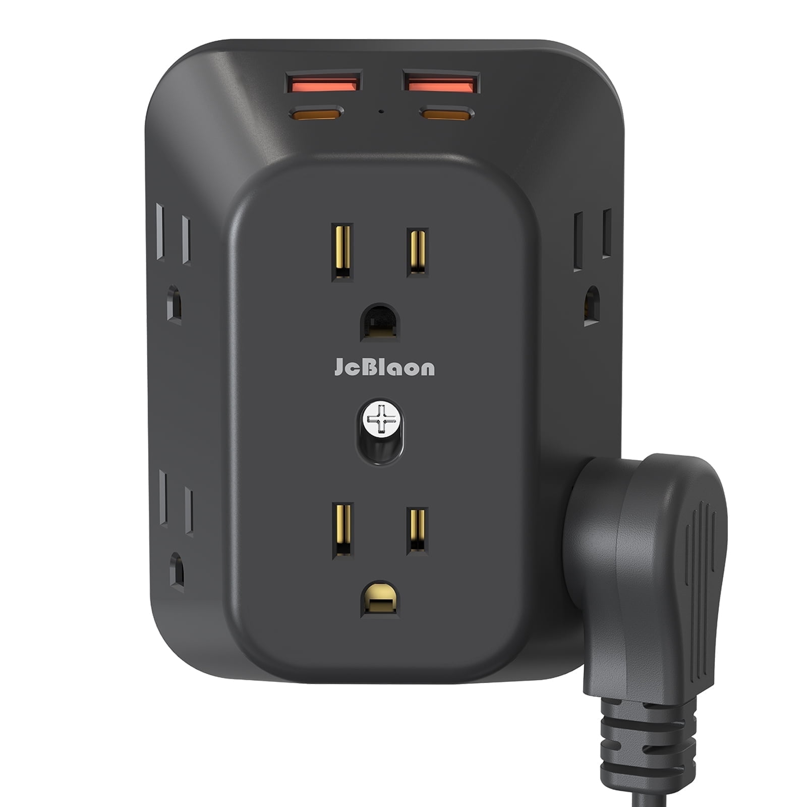 Multi Plug 6 Outlet Extender with 4 USB Ports, Black Surge Protector ...