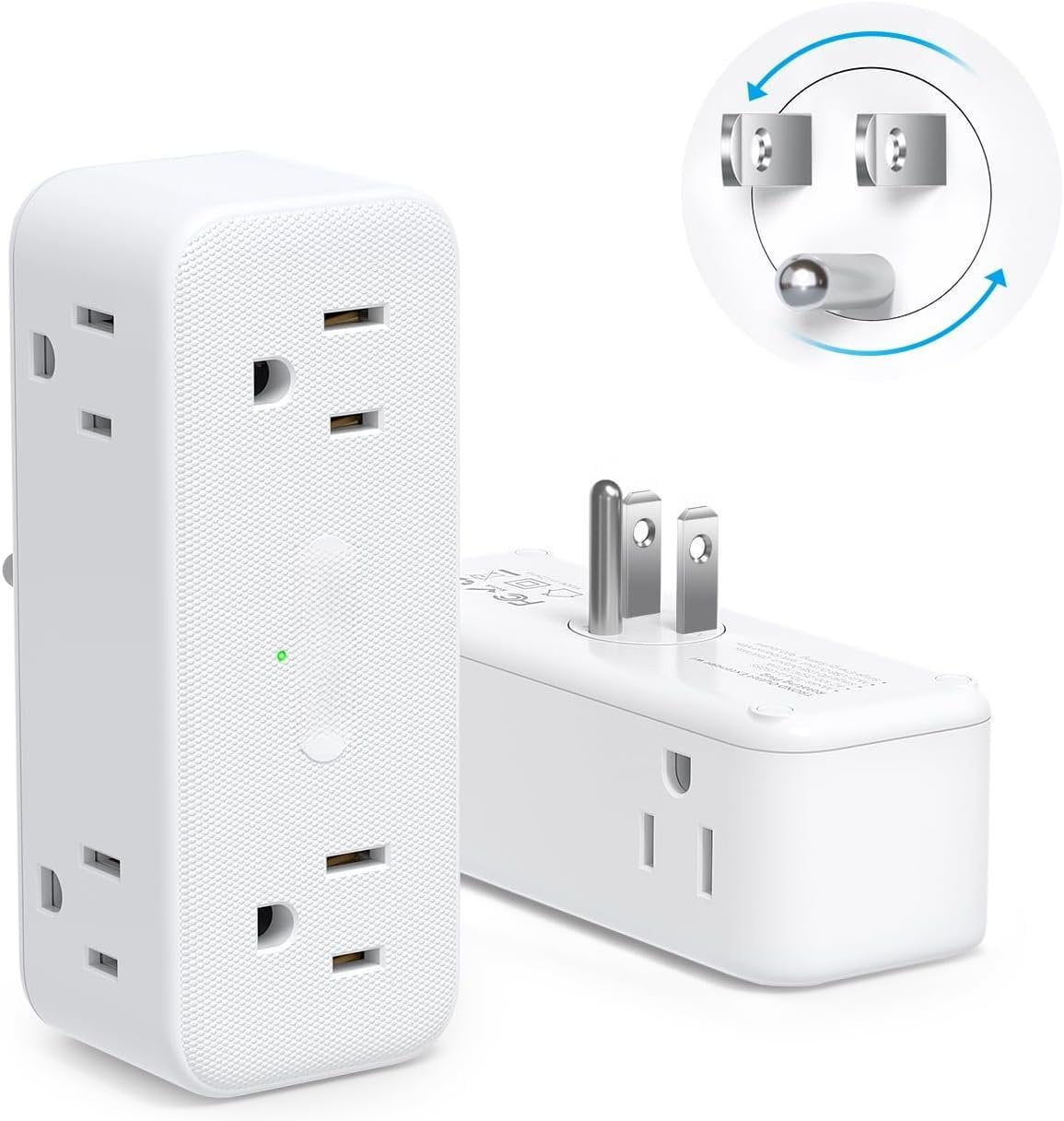 Multi Plug Outlet Extender 2 - 6 AC Outlet Splitter with 360? Rotating ...