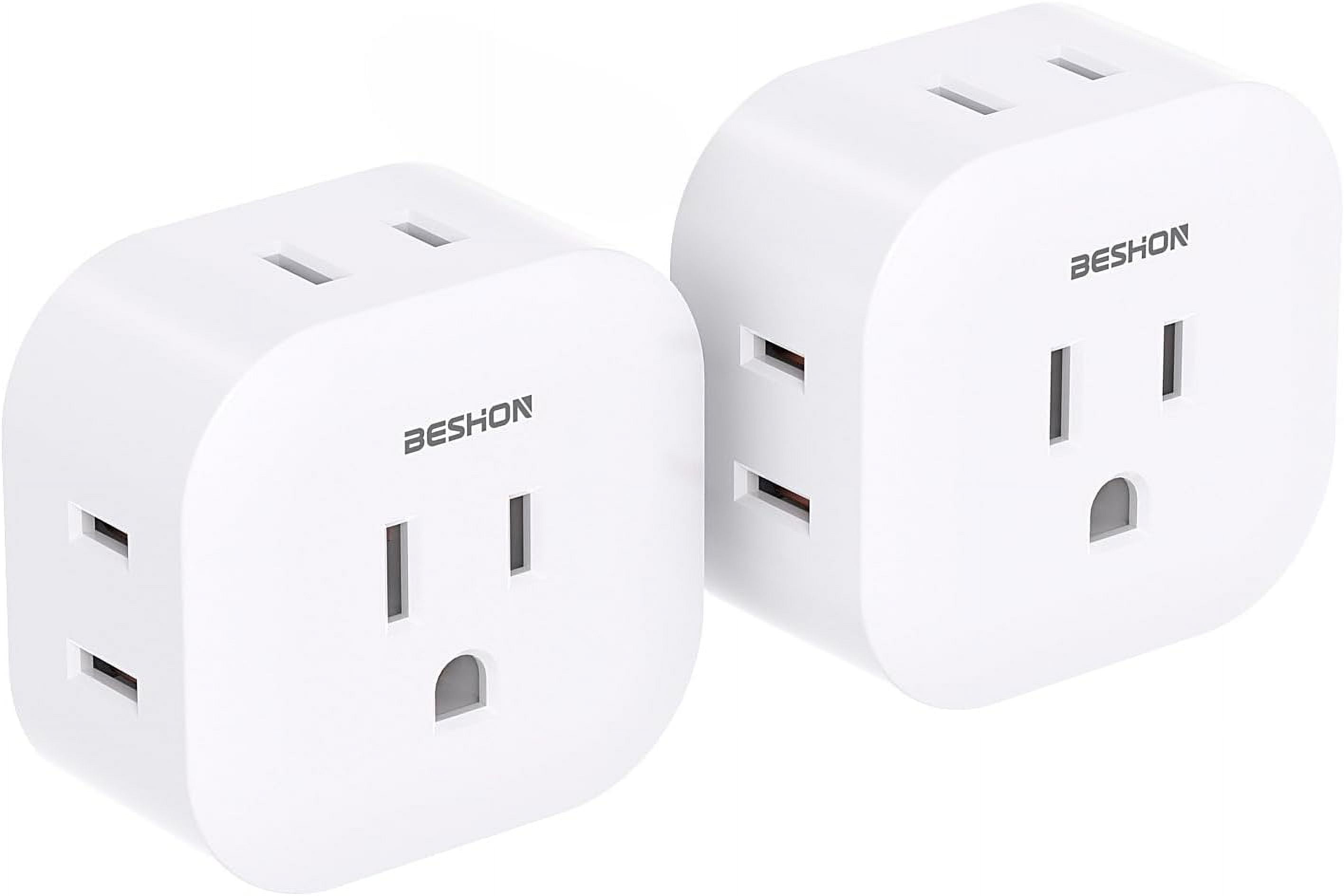 Multi Plug Outlet Extender 2 Pack, Wall Outlet Splitter with 5 Wall ...