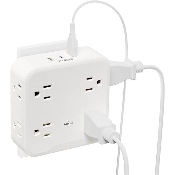 Multi Plug Outlet Extender with 8 Outlets 3 Ports (1 C), Surge ...