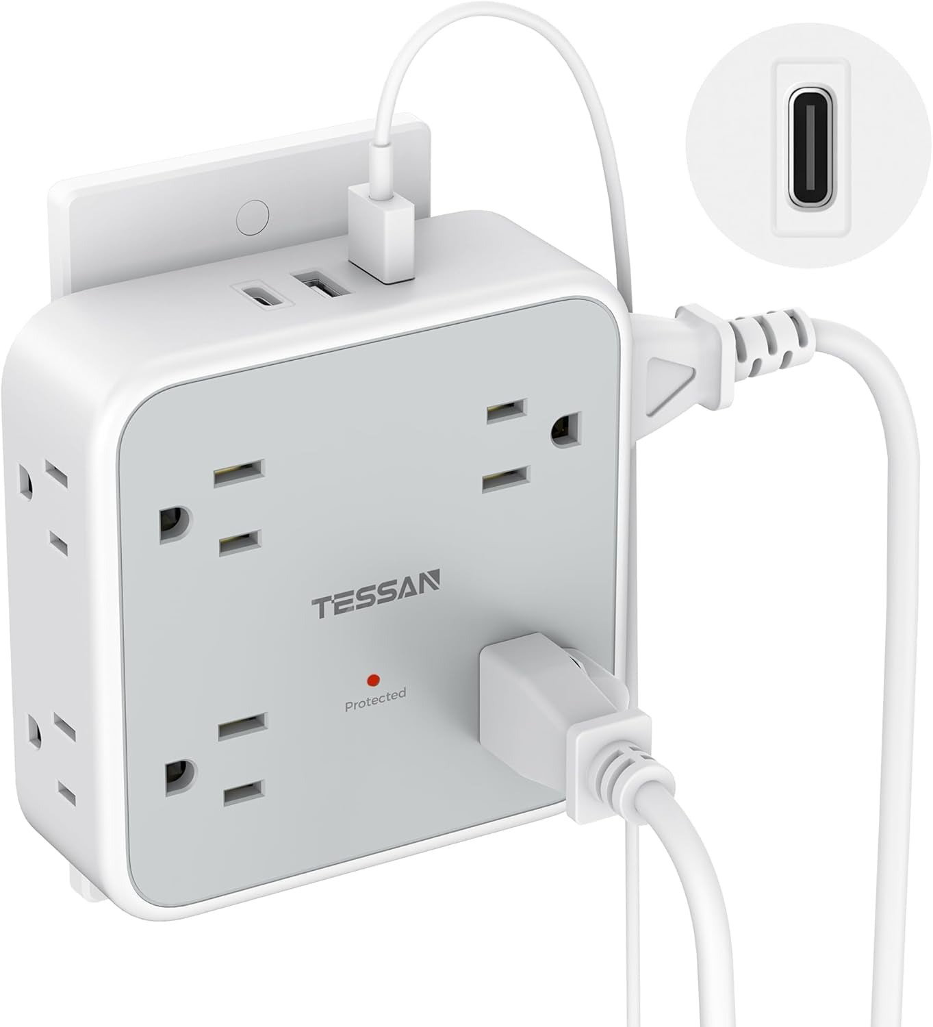 Multi Plug Outlet Extender, Outlet Splitter with 8 Sockets and 3 USB (1 ...
