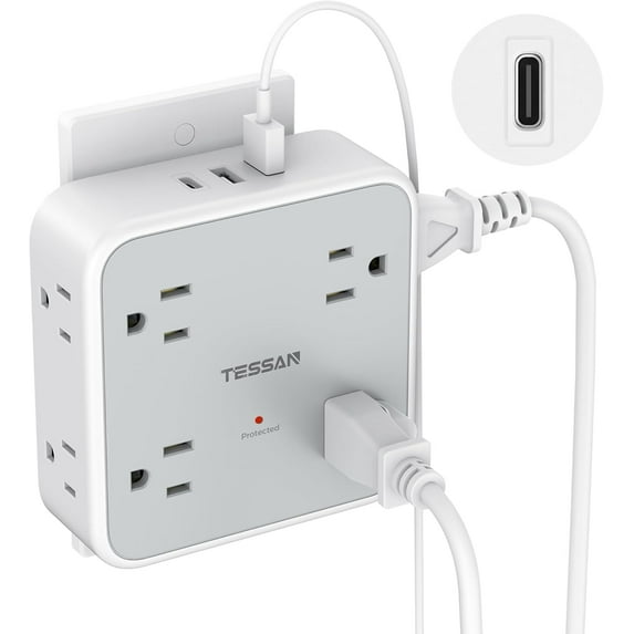 Multi Plug Outlet Extender, Outlet Splitter with 8 Sockets and 3 USB (1 ...