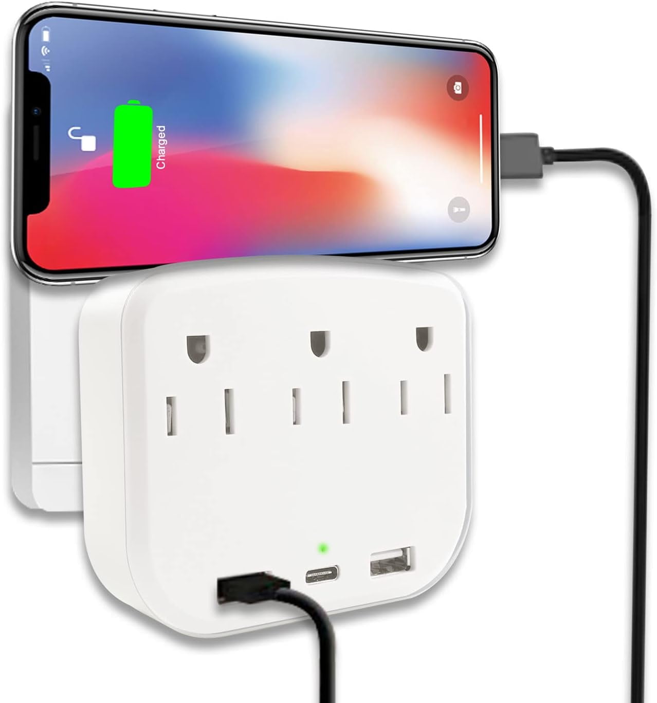 Multi Plug Outlet Extender with USB, 6 in 1 Outlet Extender,with 3 AC ...