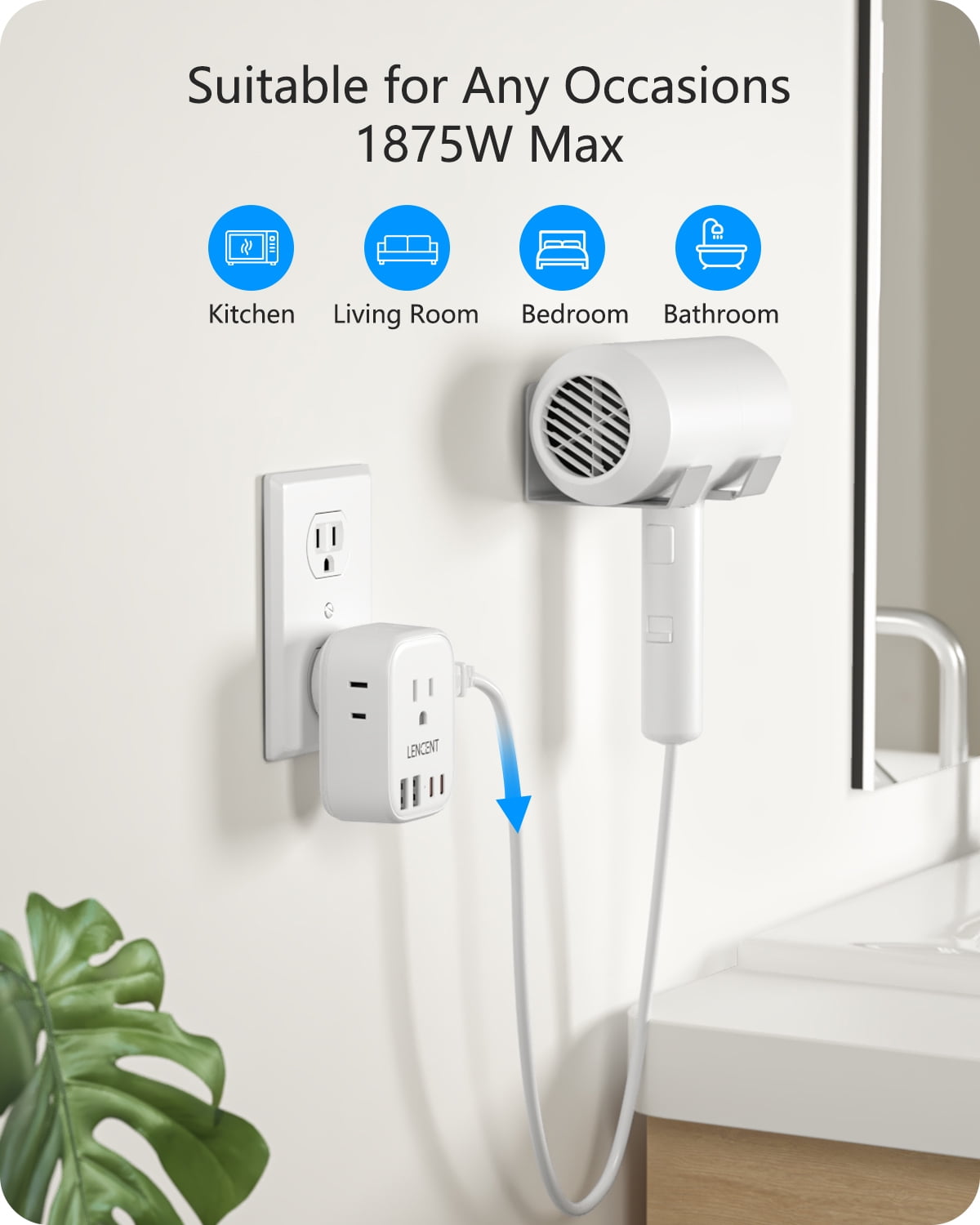 Multi Plug Outlet Extender with USB, 4 AC Electrical Outlet Expander ...