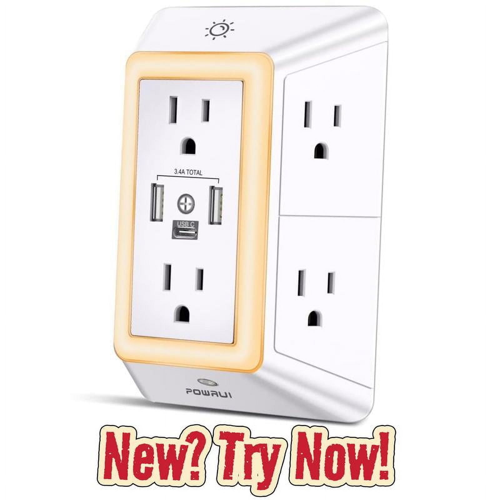 Multi Plug Outlet Surge Protector - 6 Outlet Extender with 3 USB Ports ...