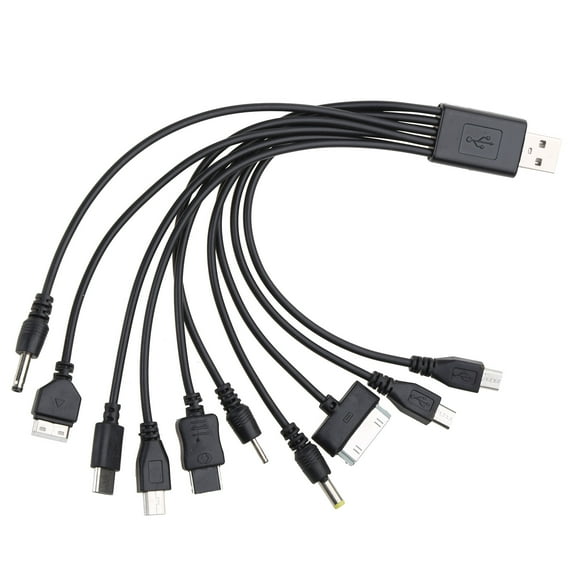 Multi Plug USB Cable Charging USB Adapter Cable Data Wire Cord 10 in 1 ...