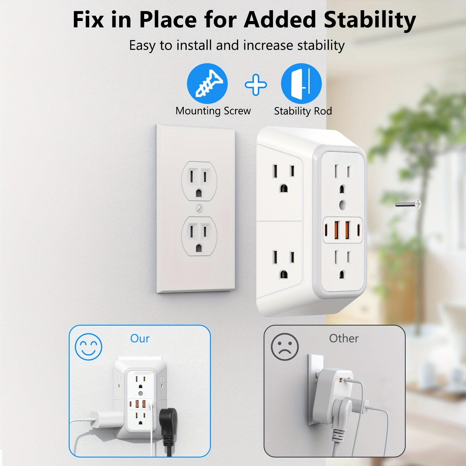 Multi Plug Wall Outlet: 6-Outlet Extender with 4 USB Ports (2A+2C, 3.1A ...