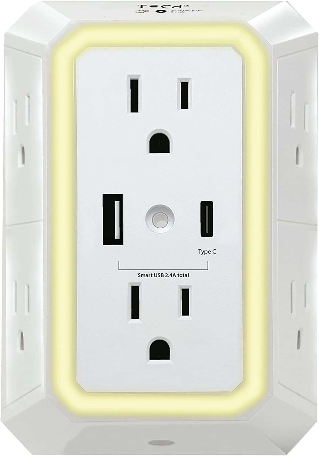 Multi Plug Wall Outlet Surge Protector with USB Ports & Night Light - 6 ...