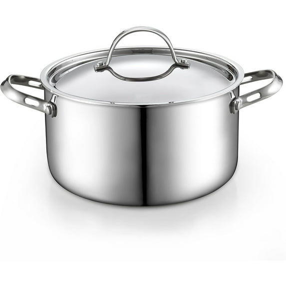 Multi-Ply Clad Stainless Steel Stock Pot, 6-Quart Pasta Cooking Canning ...