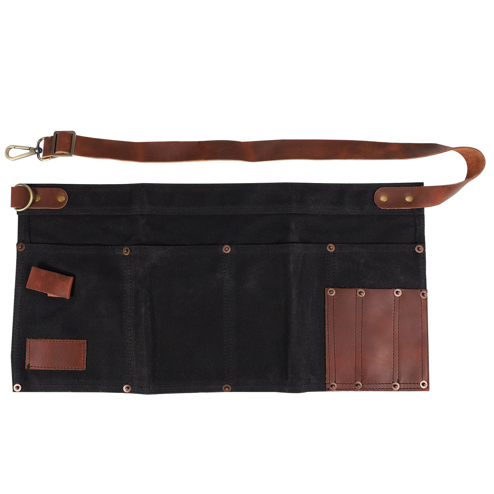 Multi Pocket Apron for Women Real Leather Canvas Half Apron Pocket ...