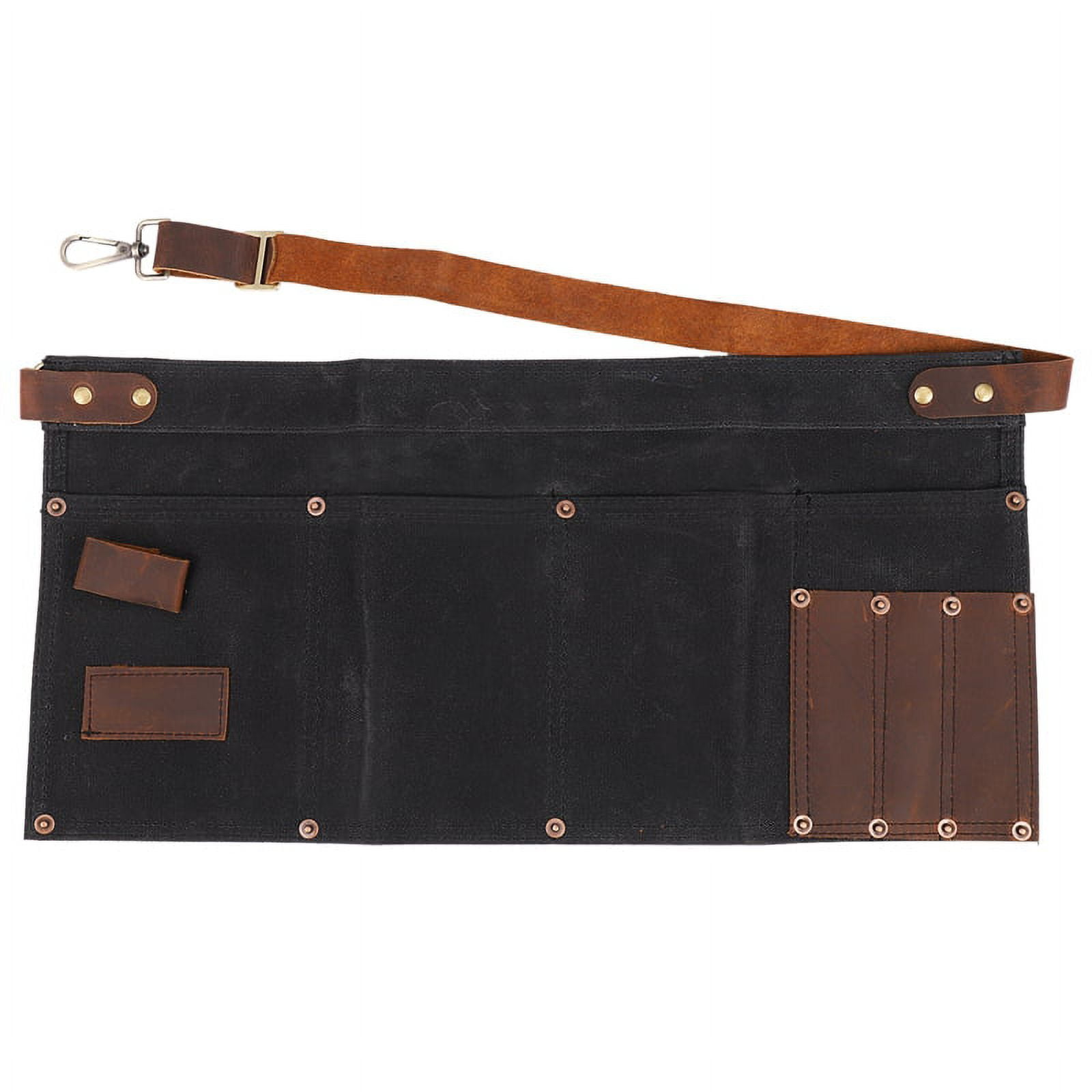Multi Pocket Apron for Women Real Leather Canvas Half Apron Pocket ...