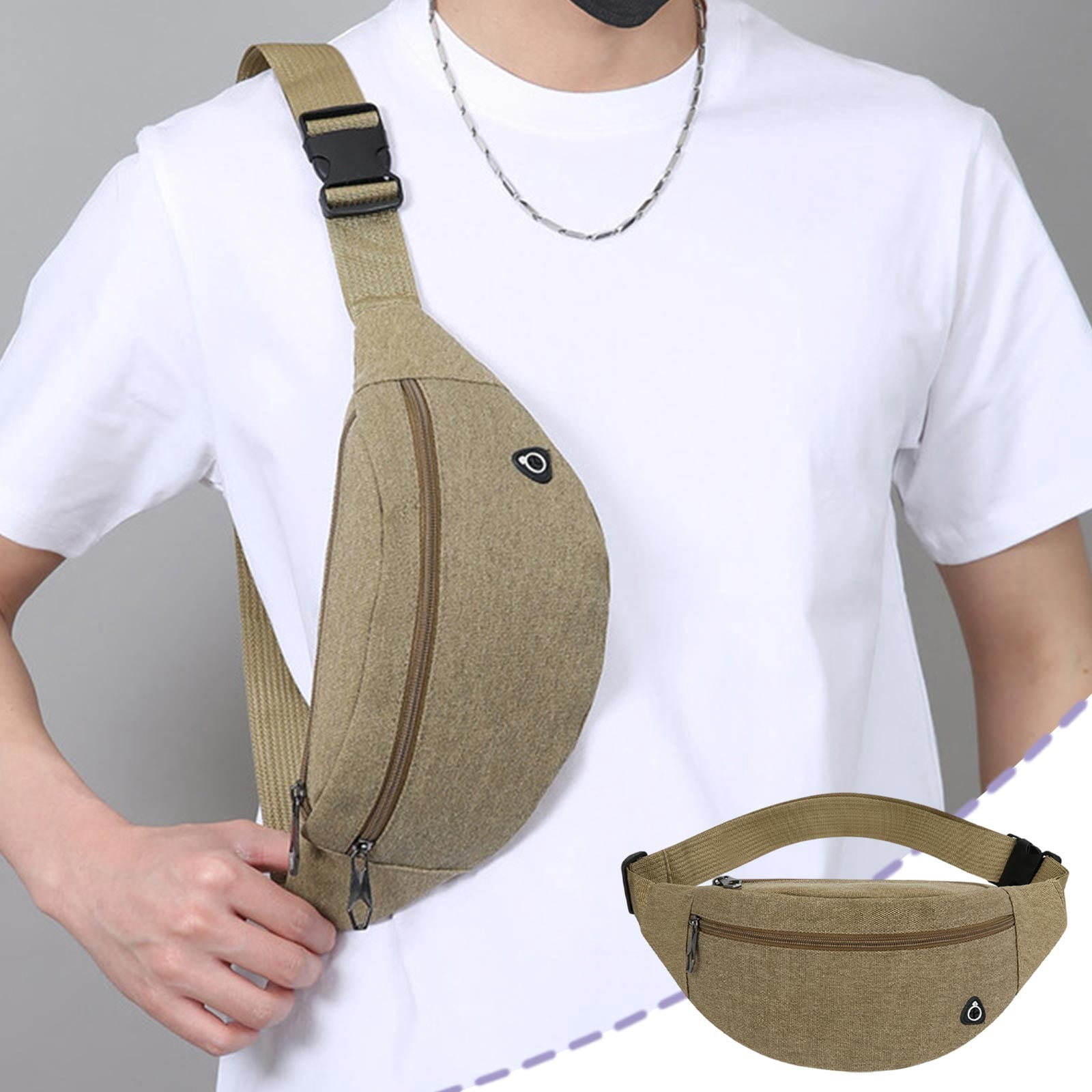 Multi Pocket Canvas Sling Chest Bag Adjustable Strap Crossbody Pack For ...