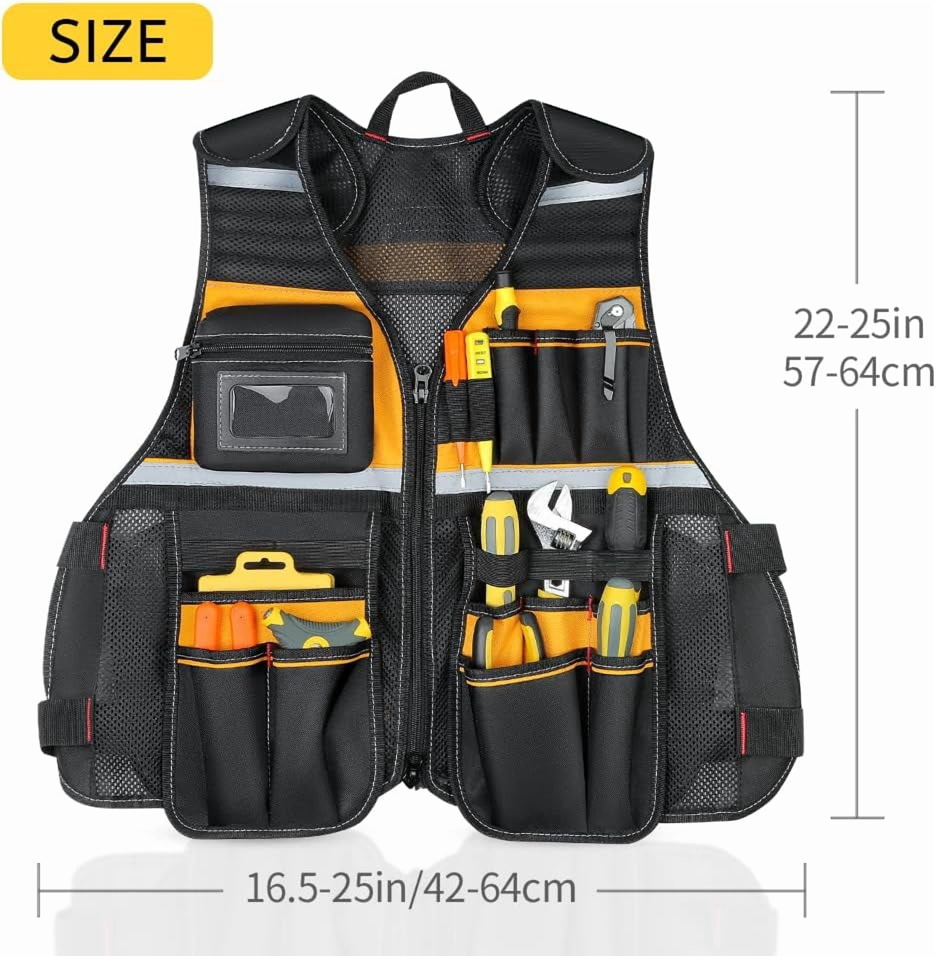 Multi-Pocket Work Vest with Reflective Strips, Oxford Fabric ...