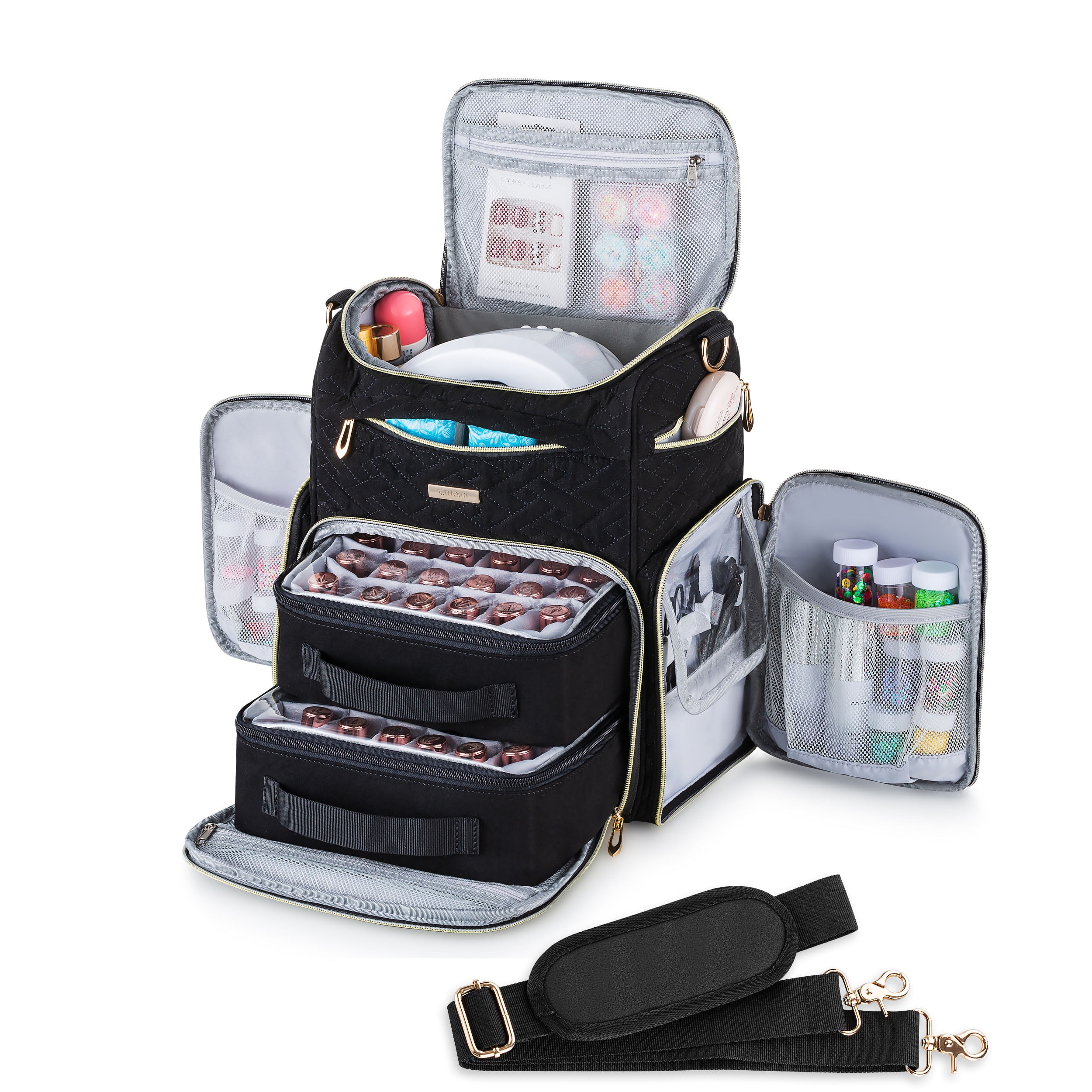 Multi Pockets Nail Organizers and Storage, 3 Layer Nail Box Organizer ...