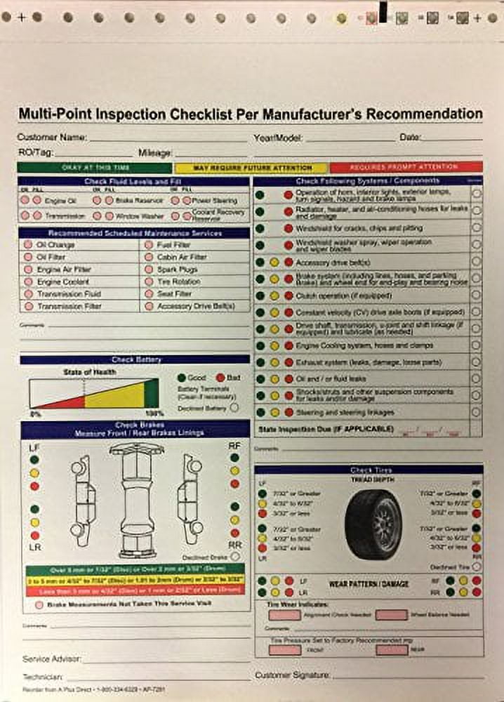 Multi-Point Inspection Forms -500 Qty. 7291 - Walmart.com