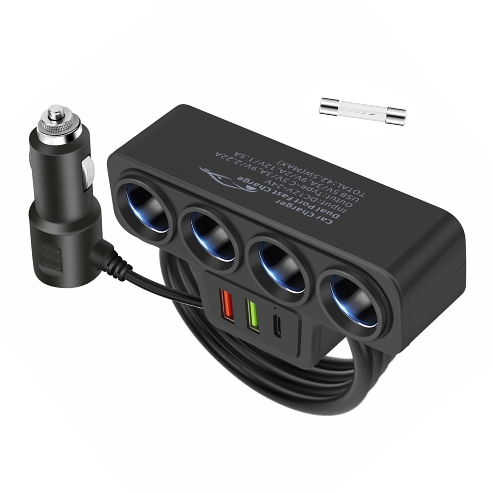 Multi-Port Car Cigarette Lighter Splitter Fast Charge 3 Devices ...