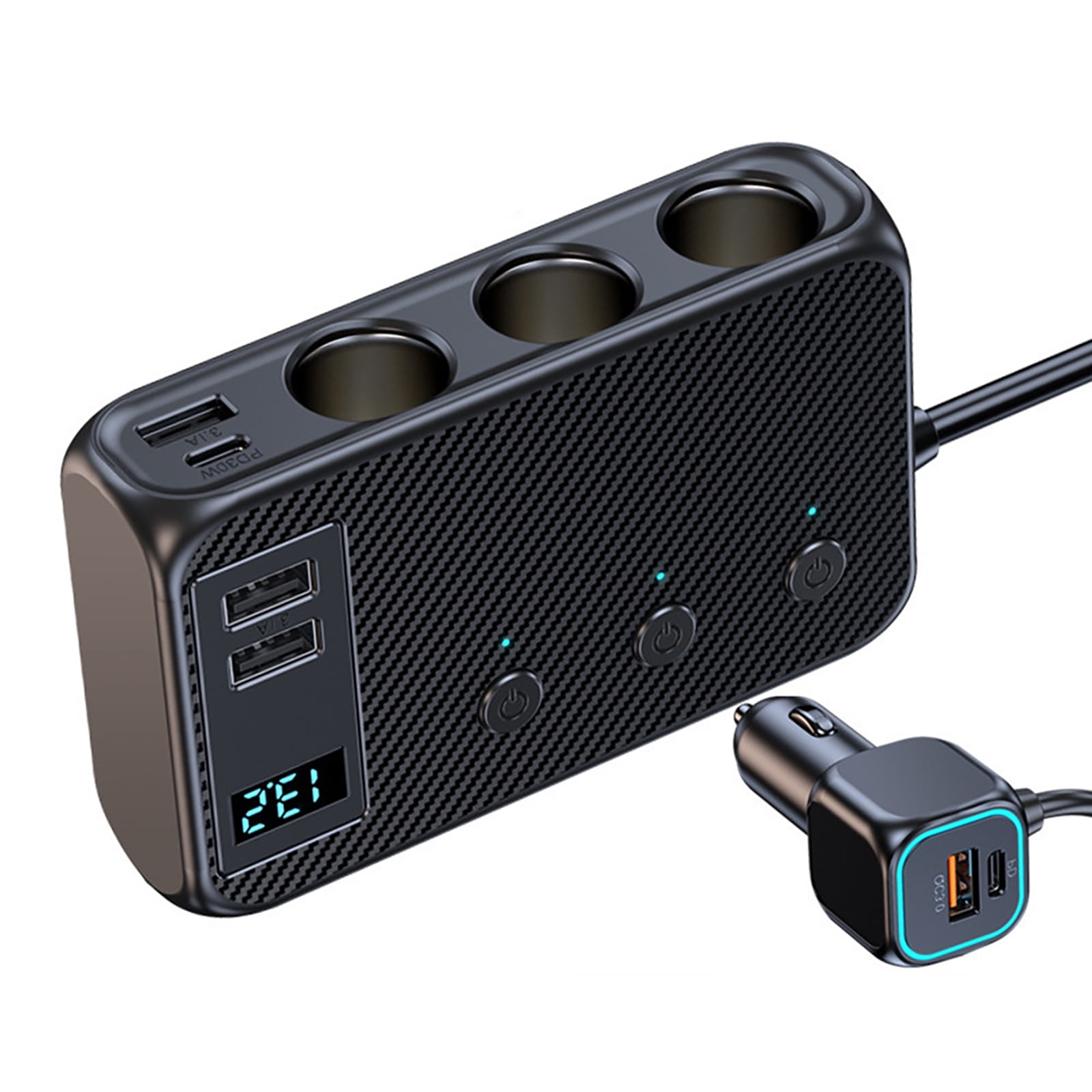 Multi-Port Car Cigarette Lighter USB Adapter with QC 3.0 & PD Ports ...