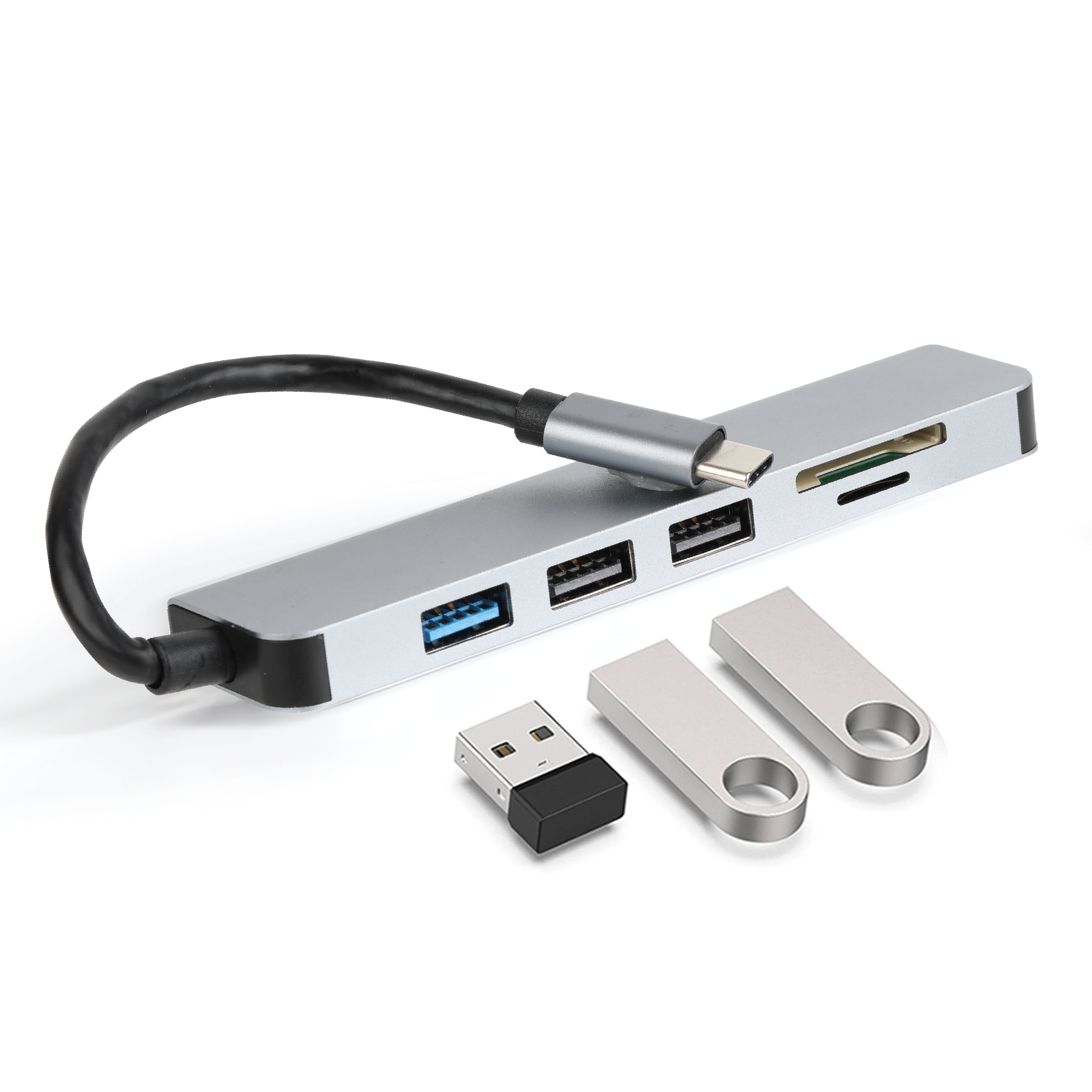Multi-Port USB Hub with SD, Micro SD and Compact Flash Card Reader ...