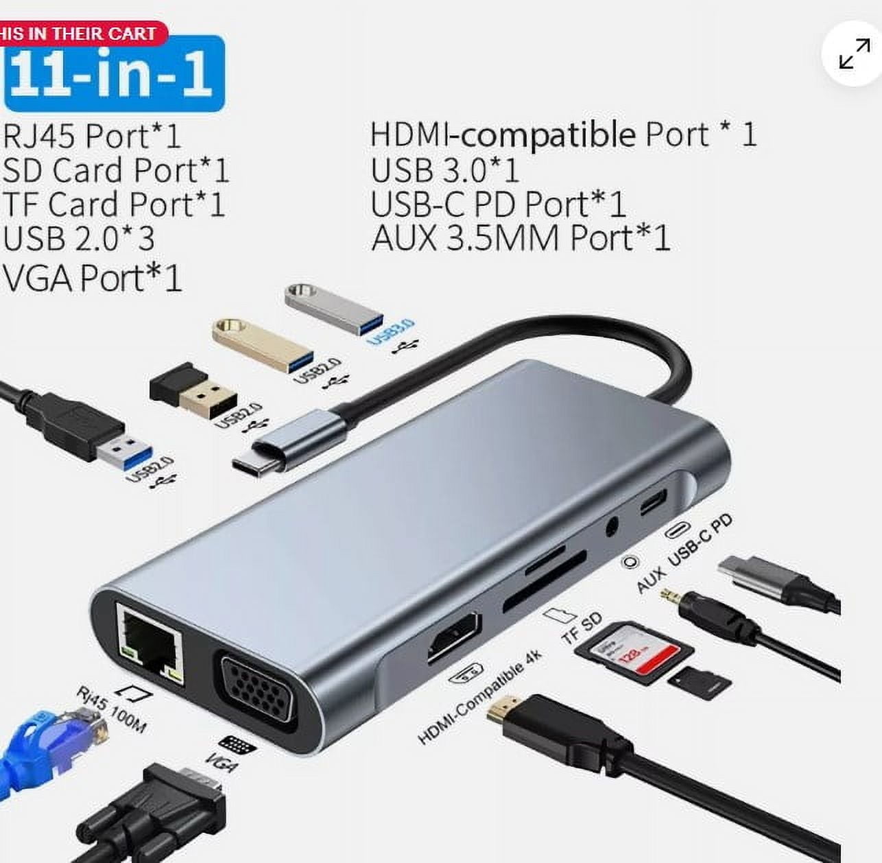 Multi-Port Usb C Hub Adapter For Laptop, Docking Station With Dual ...