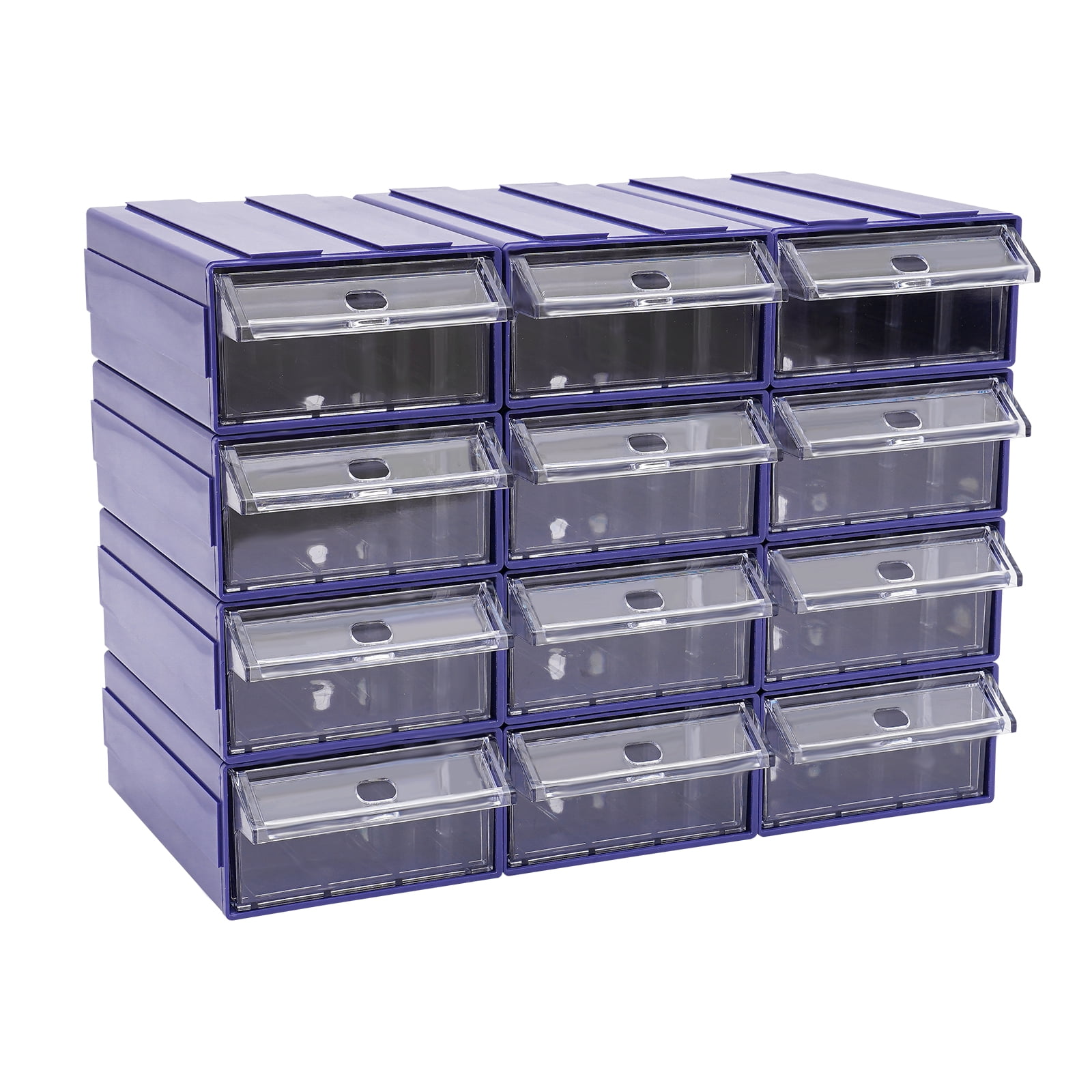 Multi-Purpose 12-Piece Stacking Storage Cabinet with Clear and Blue ...
