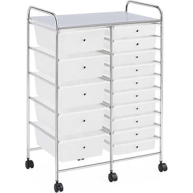 Multi-Purpose 15-Drawer Rolling Storage Bin with Lockable Wheels ...
