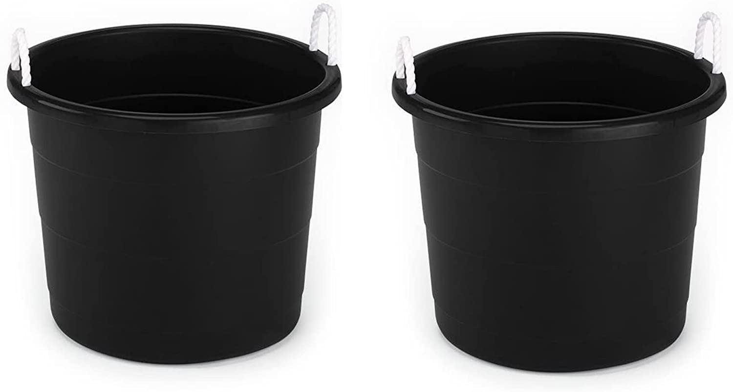 Multi Purpose 17-Gallon Plastic Open Top Storage Round Utility Tub with ...