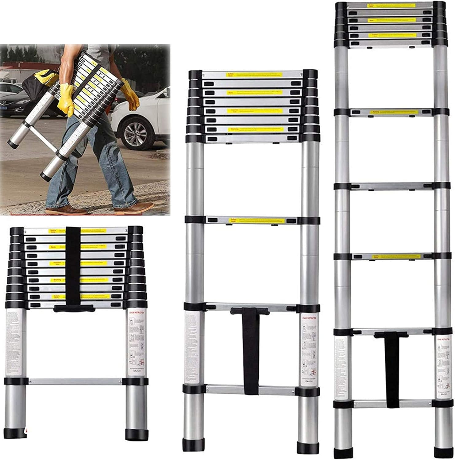 Multi-Purpose 3.2M (10.5ft) Aluminium Telescopic Folding Extension ...