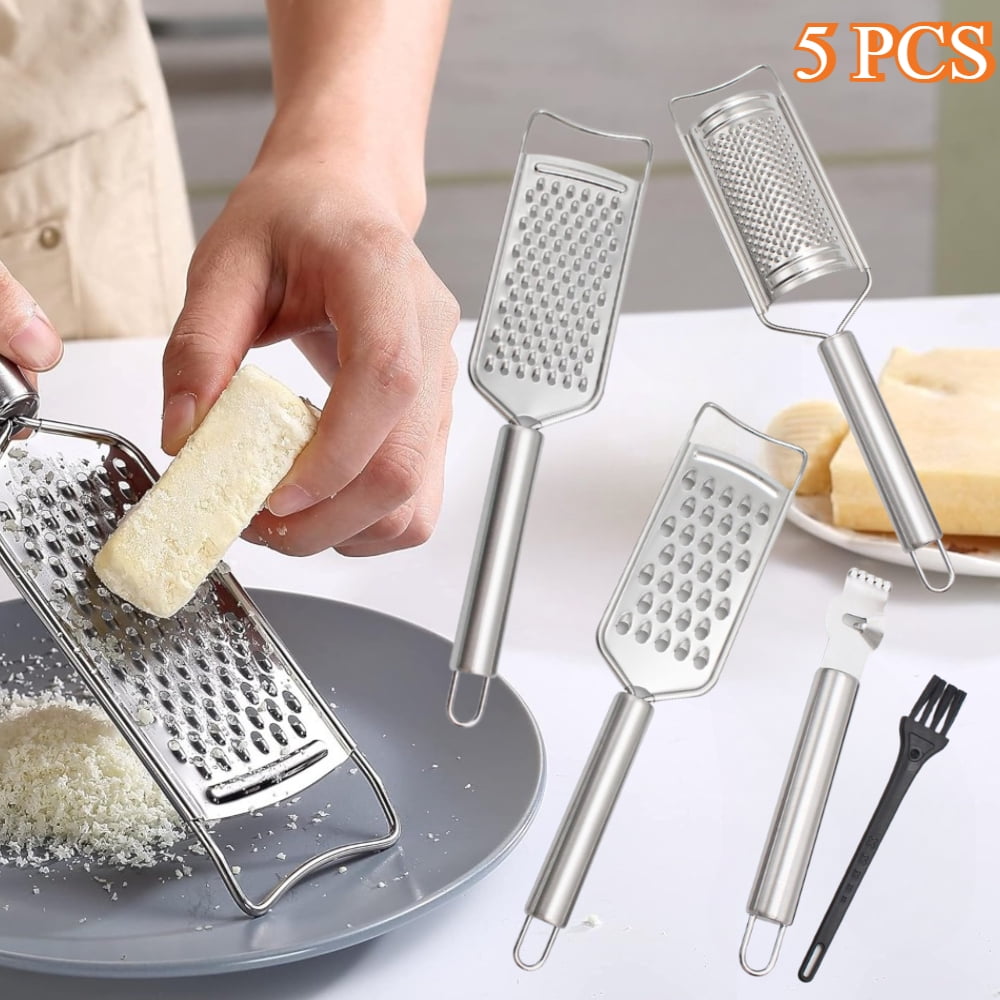 Multi-Purpose 5-in-1 Kitchen Grater Set, Titanium Plated for Cheese ...