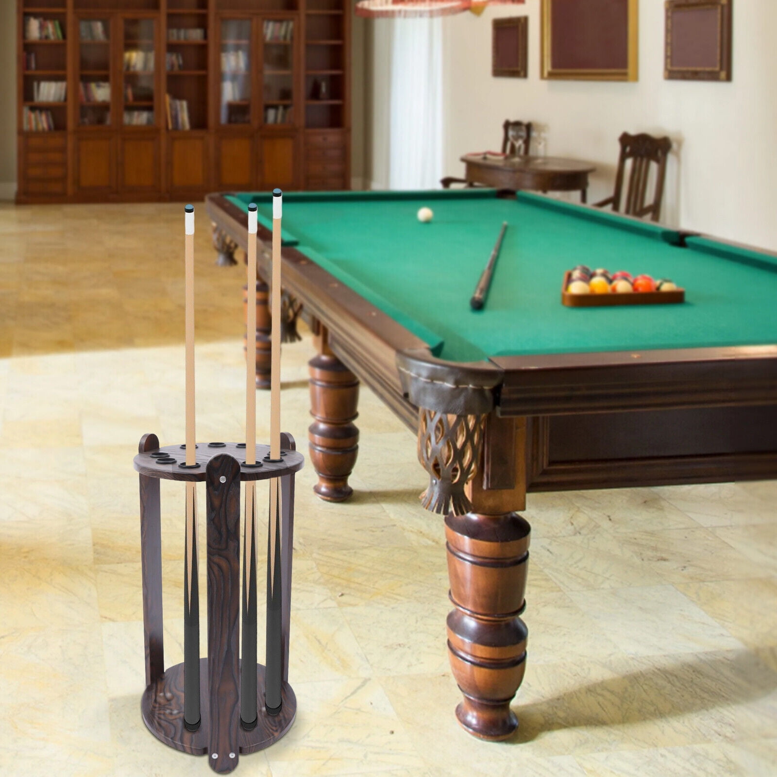 Multi-Purpose 9-Hole Cue Rack Holder for Pool Cues, Golf Clubs, Fishing ...