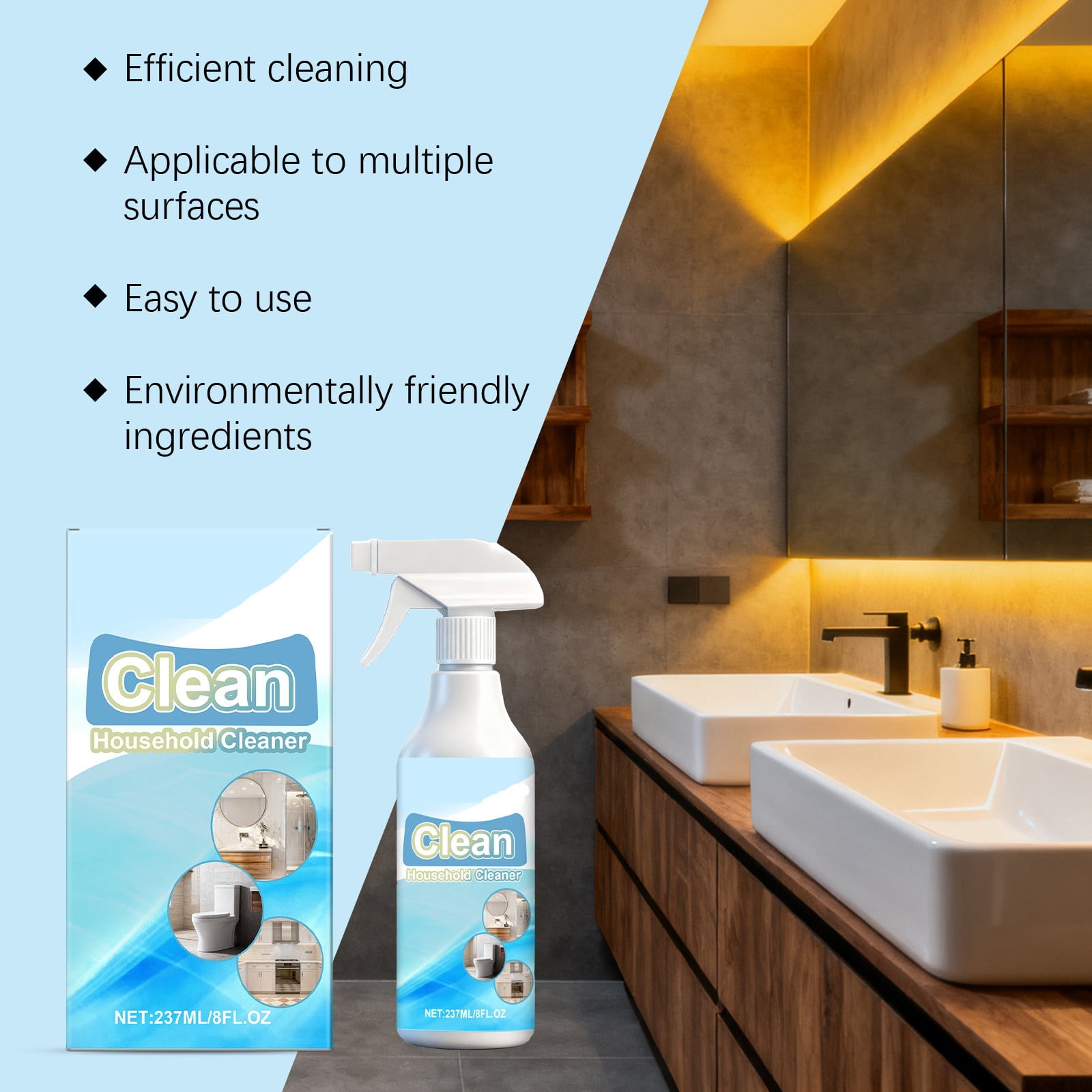 Multi-Purpose Bathroom Cleaner, 237Ml Spray, Limescale Stain Remover ...