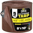 Boen Brown Large Multi-Purpose Tarp 8 ft x 10 ft, 5 Mil Thick, Rust-Proof Grommets Every 36 in ...