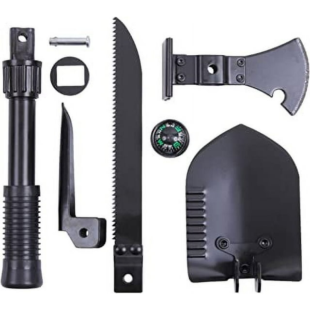 Multi Purpose Camp Tool w/Shovel, Saw, Pick, Hatchet, Hammer & Compass ...