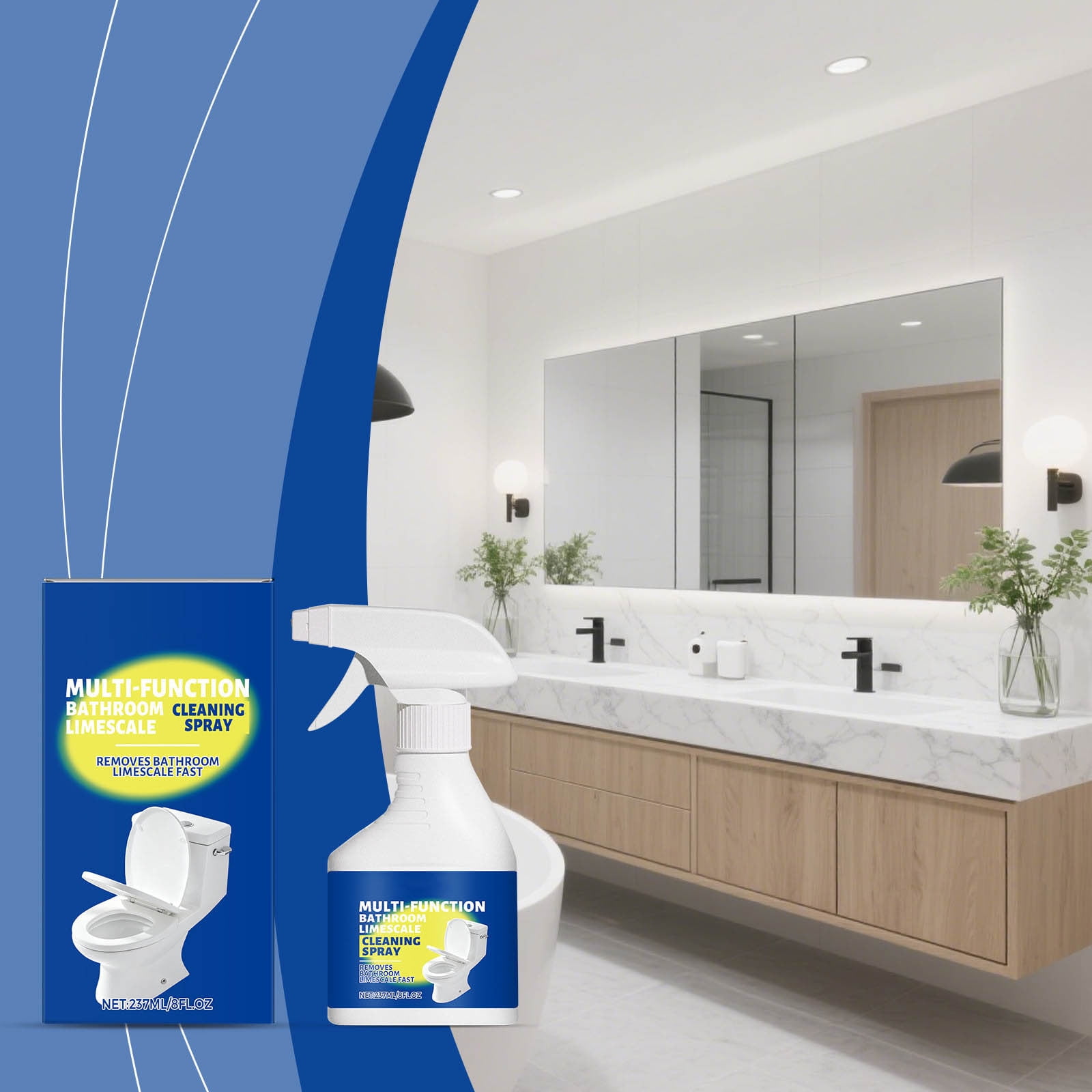 Multi Purpose Cleaner Spray,237ml Bathroom Wall Cleaner,Stain Water ...