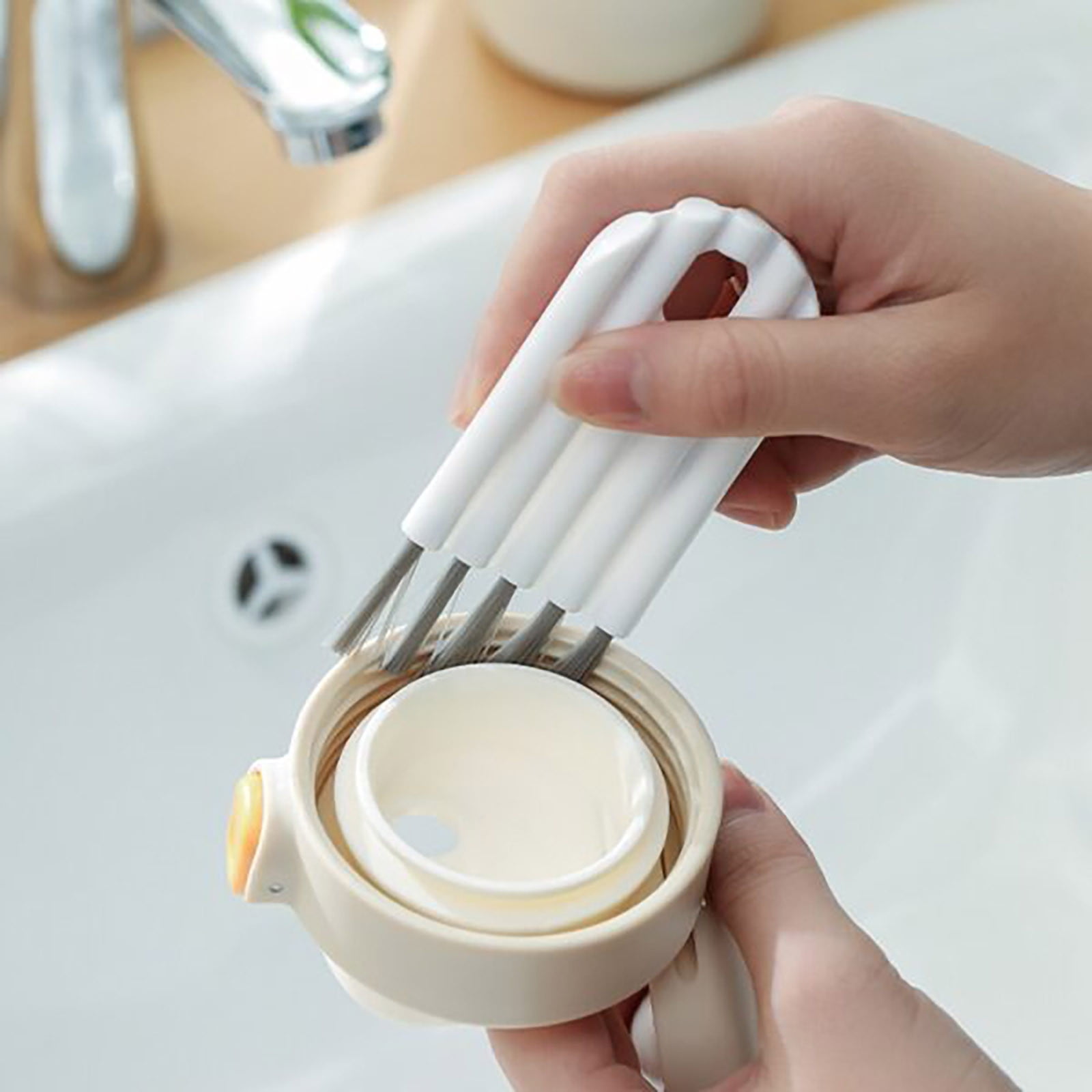 Multi-Purpose Cleaning Brush, Curly Cup Lid Brush Keyboard Crevice ...