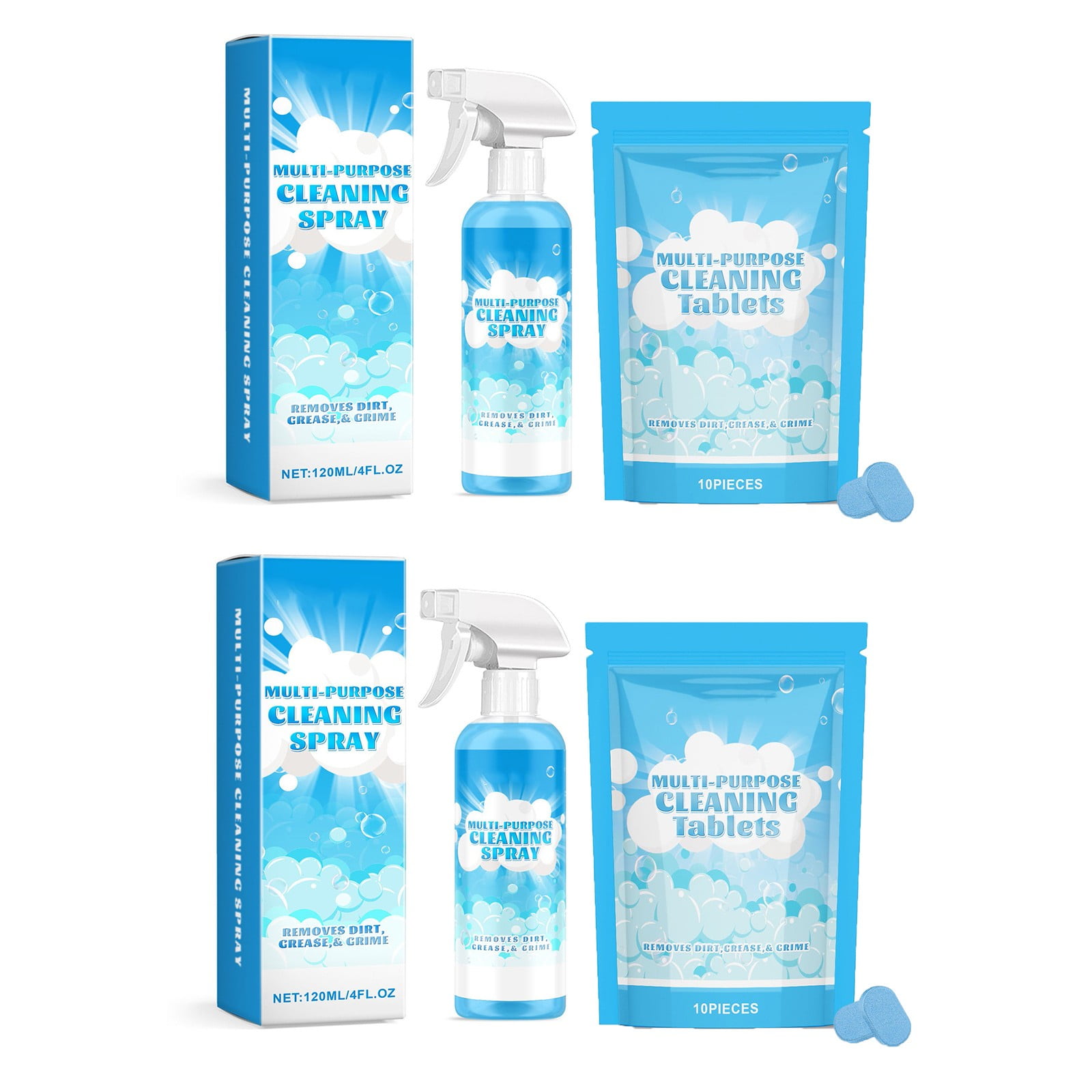 Multi-Purpose Cleaning Tablets -Cleaning Tablets with Refillable Spray ...